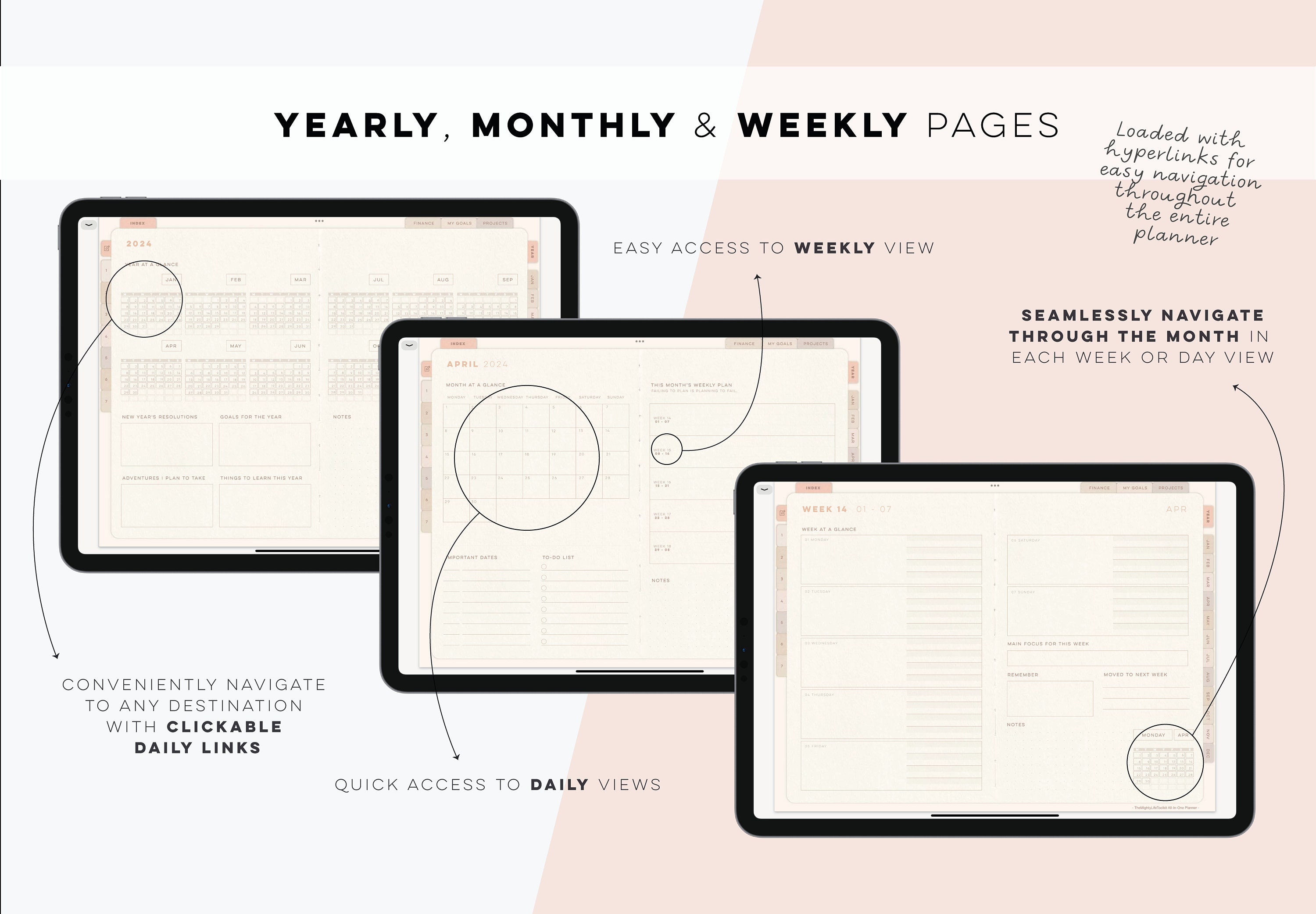 Digital Planner 2024 & 2025 Paper Texture Background English Version ...