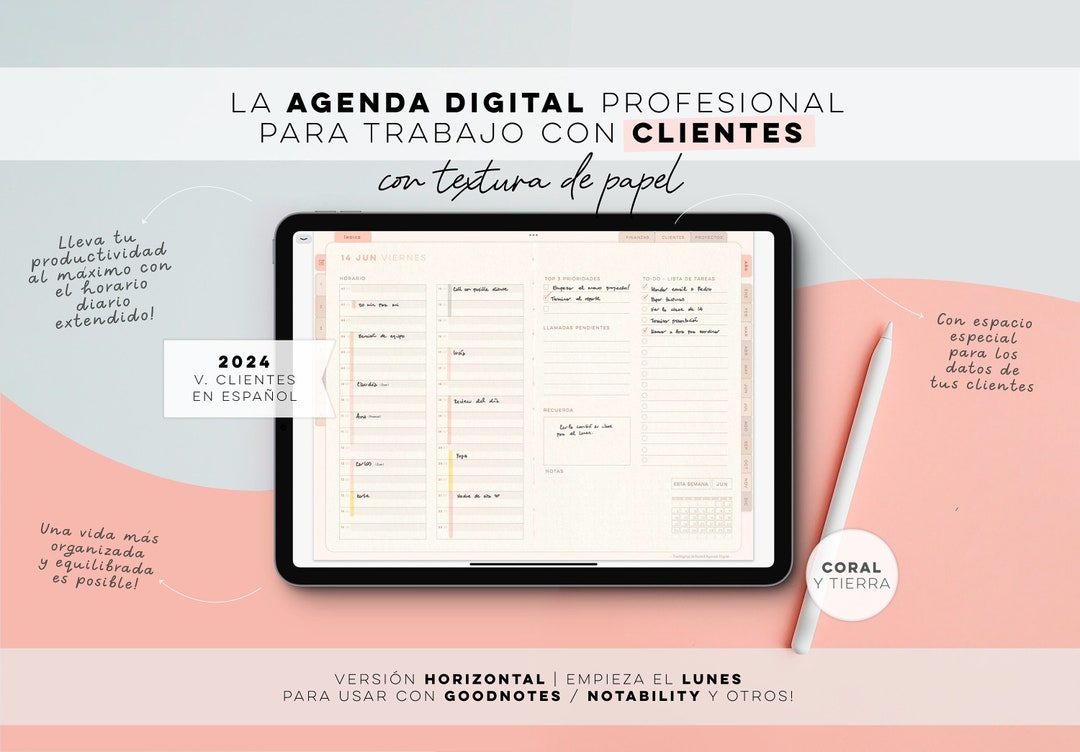 Agenda Digital Profesional 2024, Digital Planner in Spanish, Goodnotes ...
