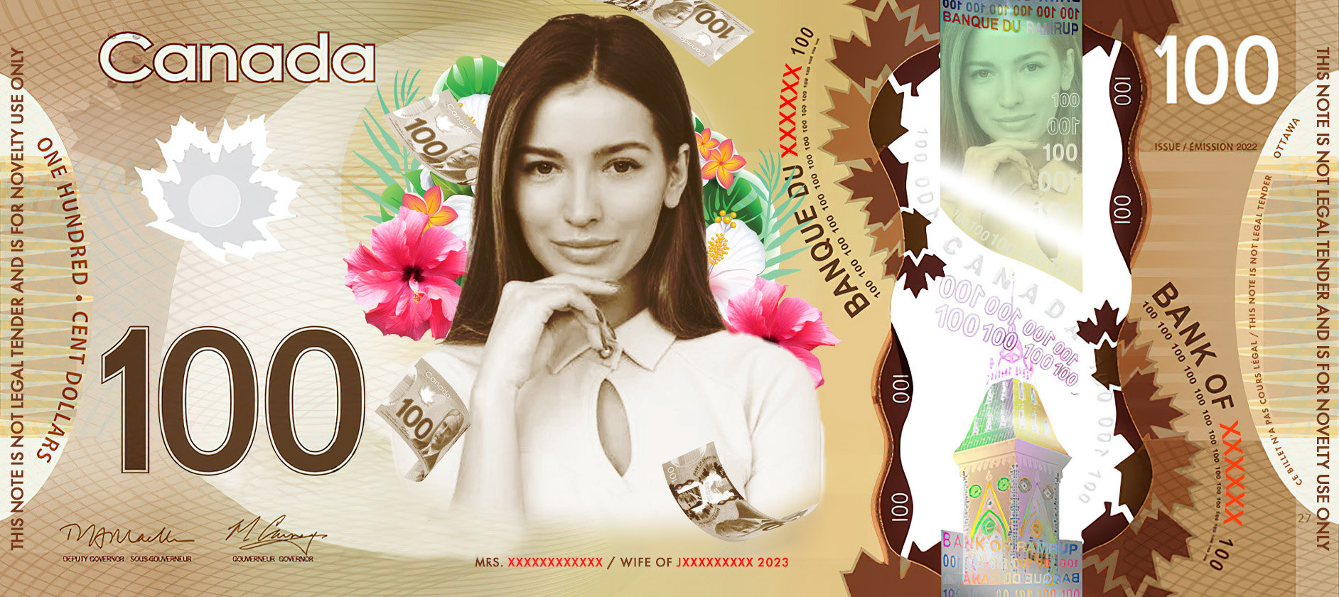 Personalized Canadian 100 Dollar Bill for Bachelorette, Birthday, Party ...