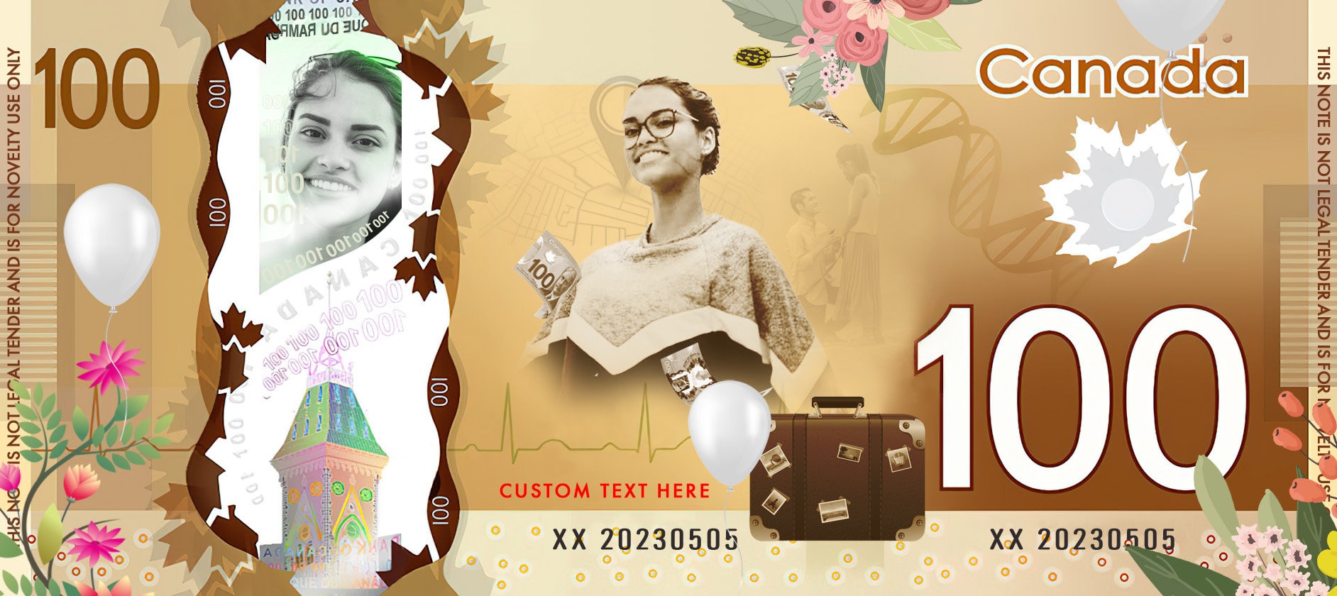 Personalized Canadian 100 Dollar Bill for Bachelorette, Birthday, Party ...