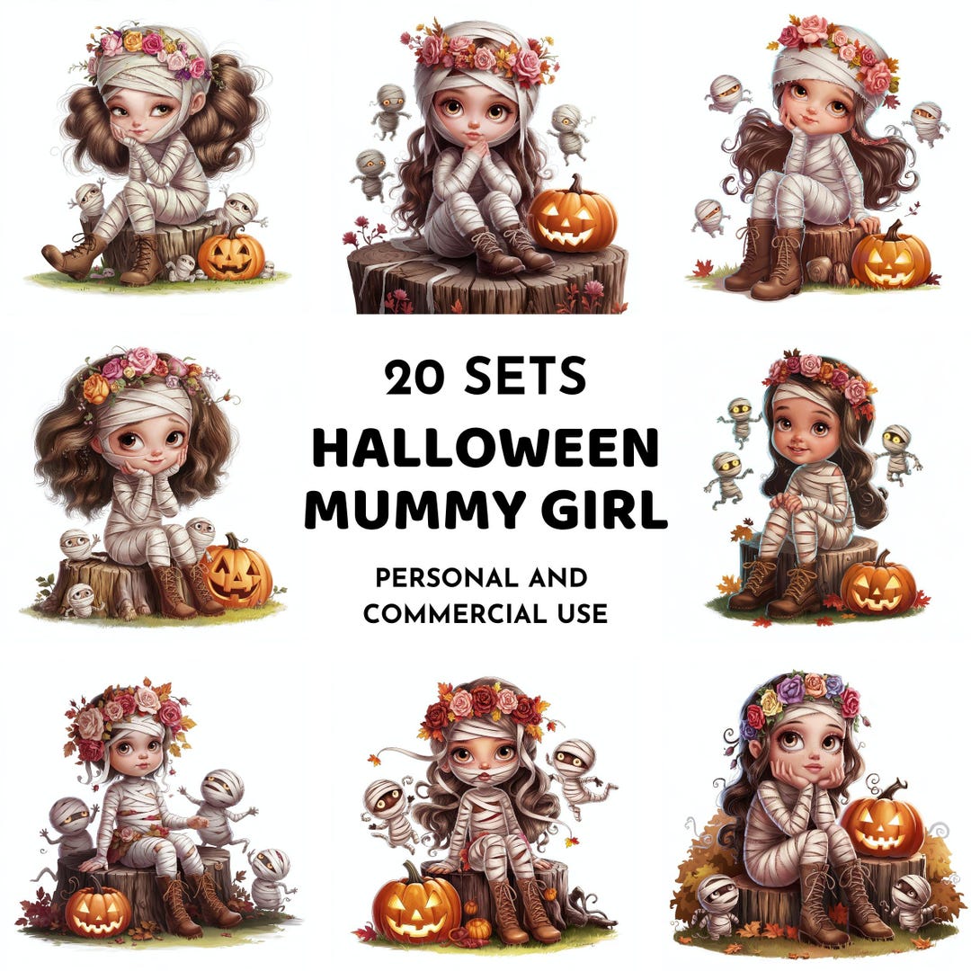 20 Mummy Girl Clipart, Halloween Pumpkin Clipart, Halloween Girl ...