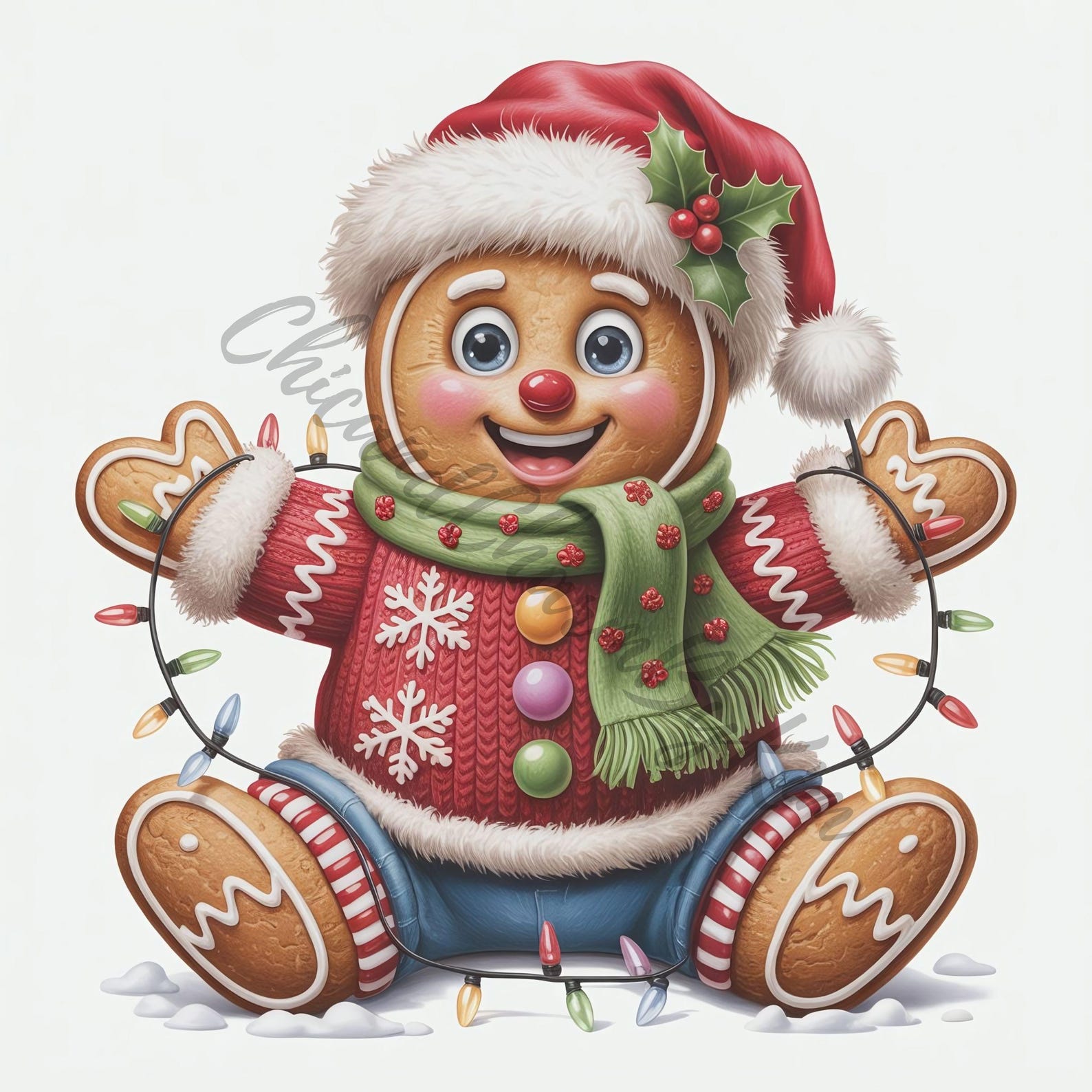 10 Gingerbread Man Christmas Clipart, Sweater Cookie Clip Art, Winter ...