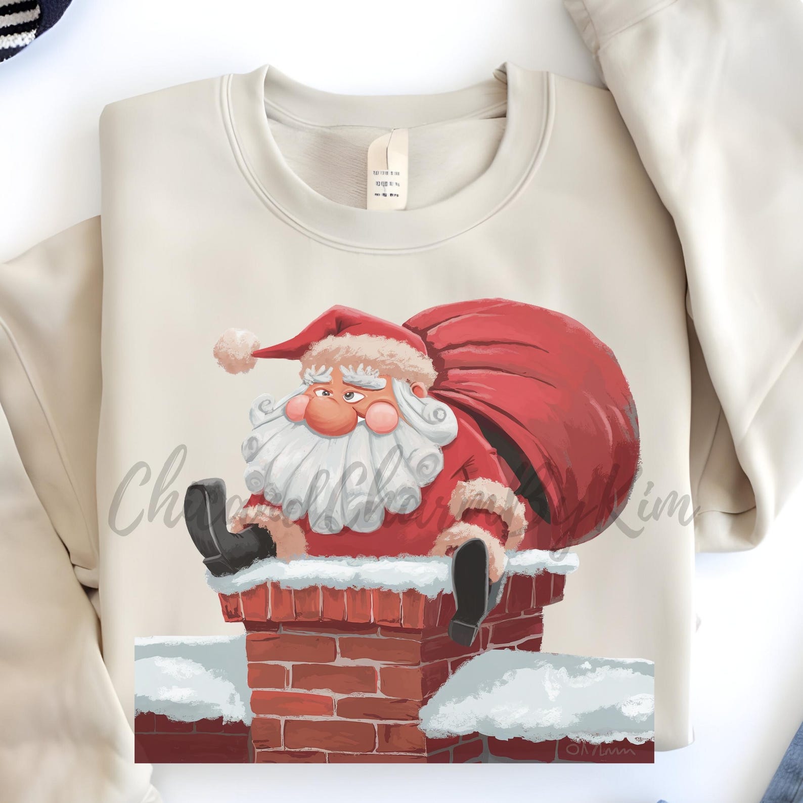 Funny Santa Stuck in Chimney Clipart, Christmas PNG Stickers (digital ...