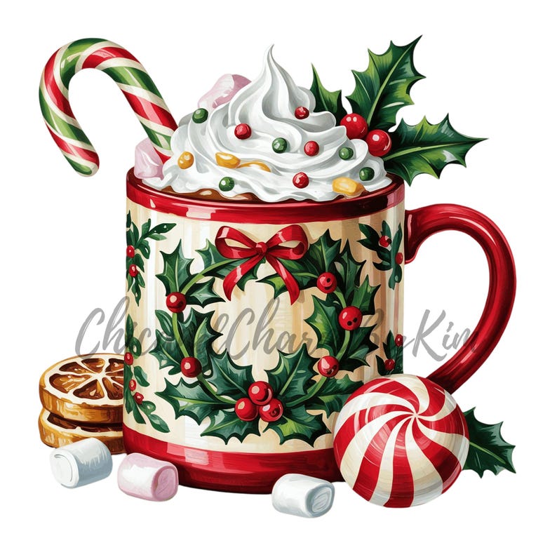 Christmas Drink Clipart Bundle, Hot Cocoa, Coffee, Tea & Holiday Mug ...