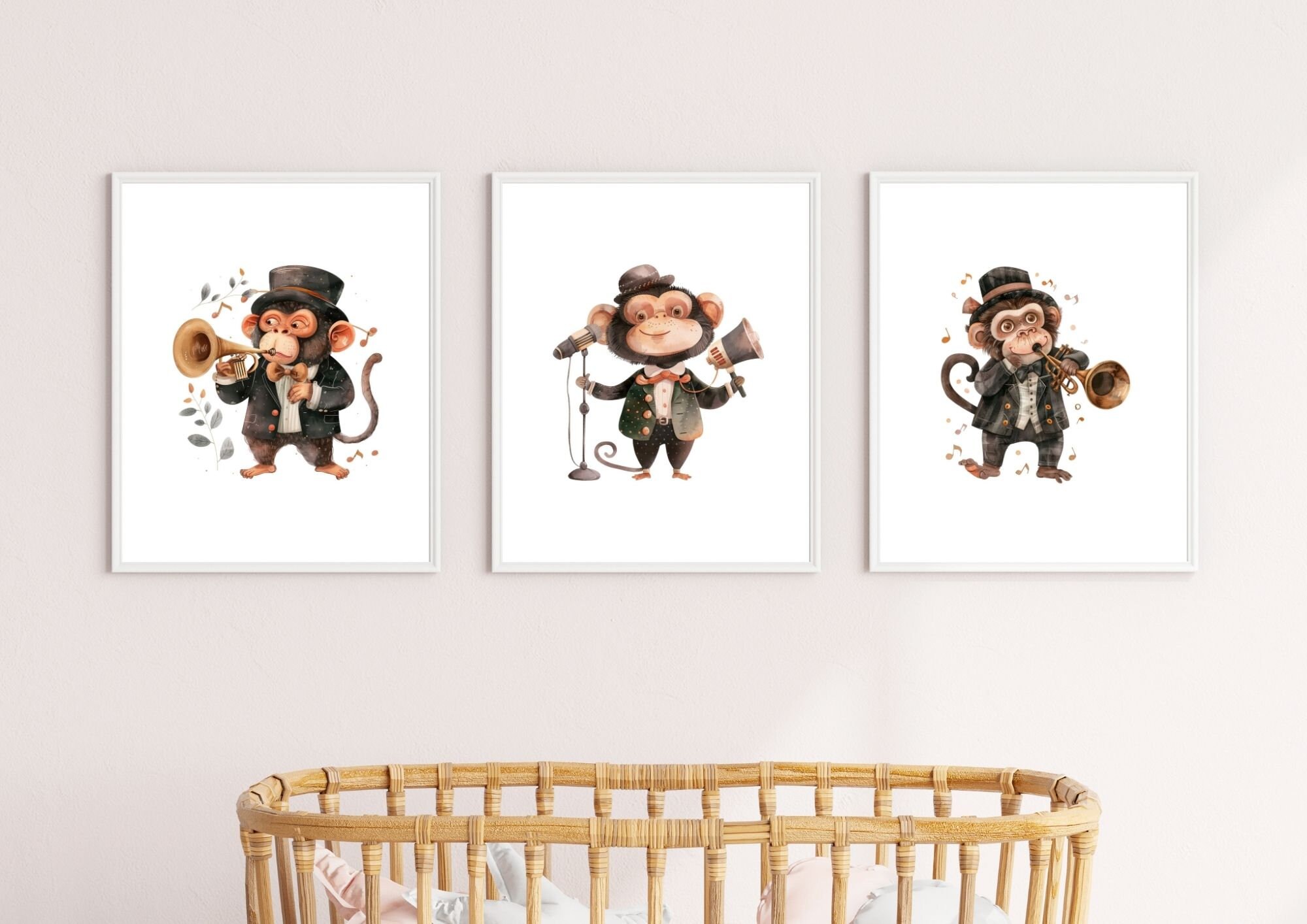 Monkey Nursery Decor, Monkey Nursery Theme, Baby Room Music Prints ...