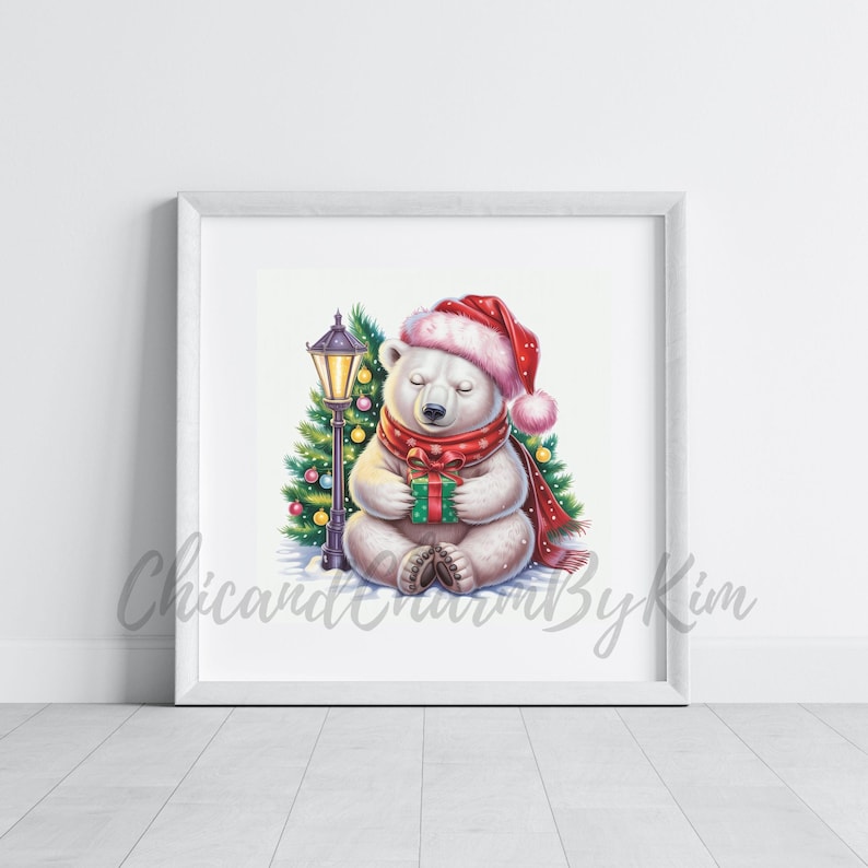 15 Christmas Polar Bear Clipart Bundle, Holiday Bear JPG Set, Winter ...