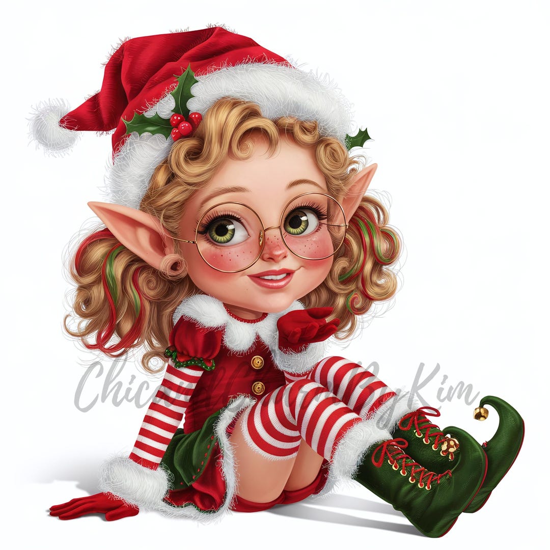 15 Christmas Elf Girl Clipart, Santa's Helper Clipart, Winter Elf JPG ...