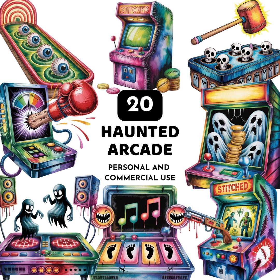 Haunted Arcade Clipart, Spooky Game Machines PNG, Halloween Arcade ...