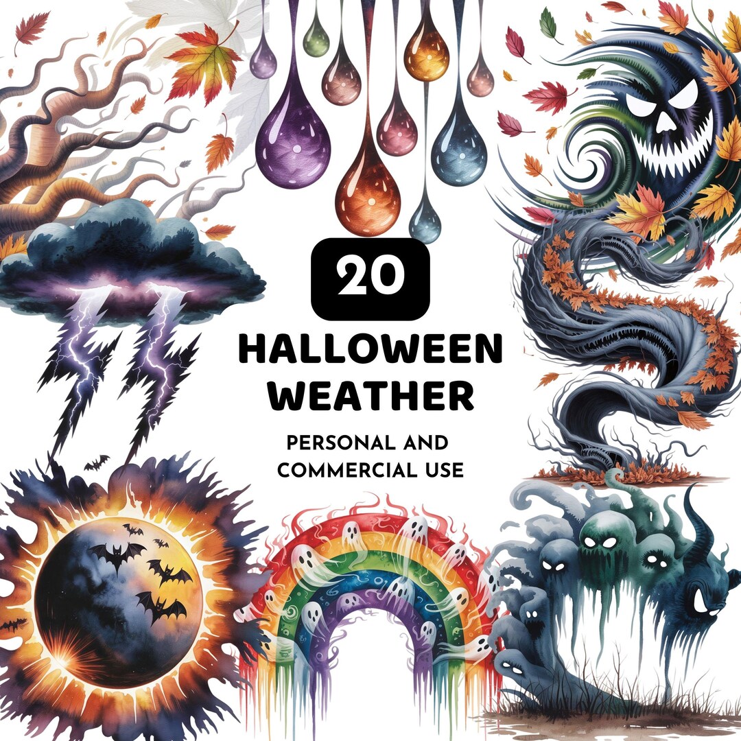 Halloween Weather Clipart, Spooky Storm PNG (digital Download) - Etsy