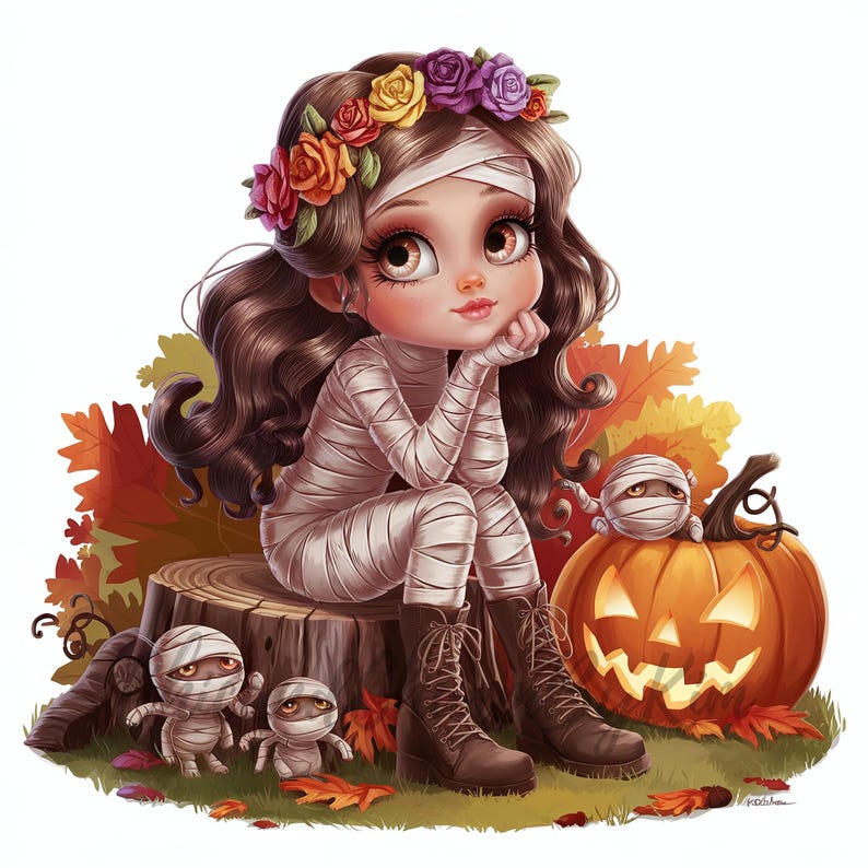 20 Mummy Girl Clipart, Halloween Pumpkin Clipart, Halloween Girl ...