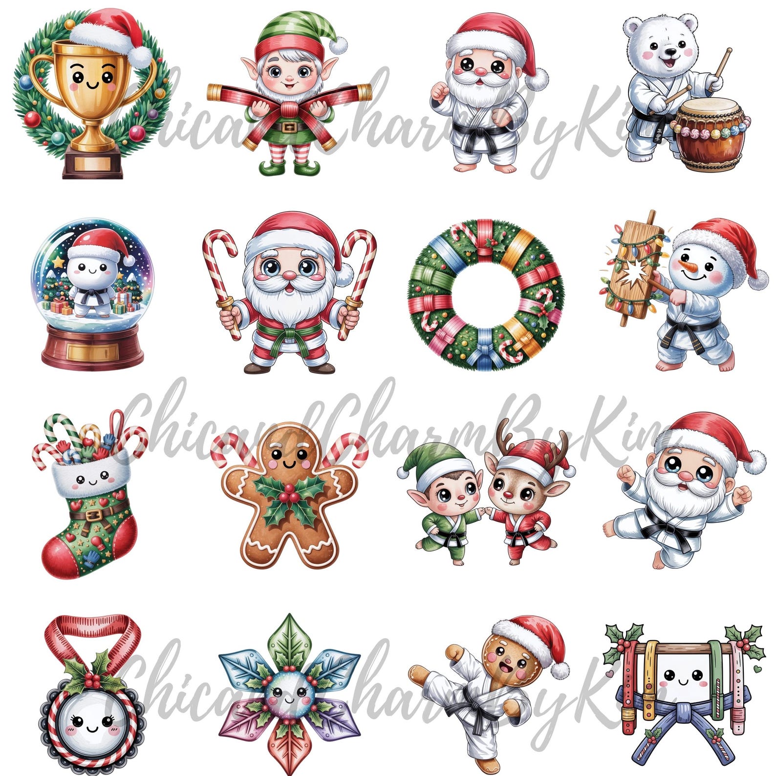 Christmas Martial Arts Clipart, Karate Taekwondo Holiday PNG, Santa ...