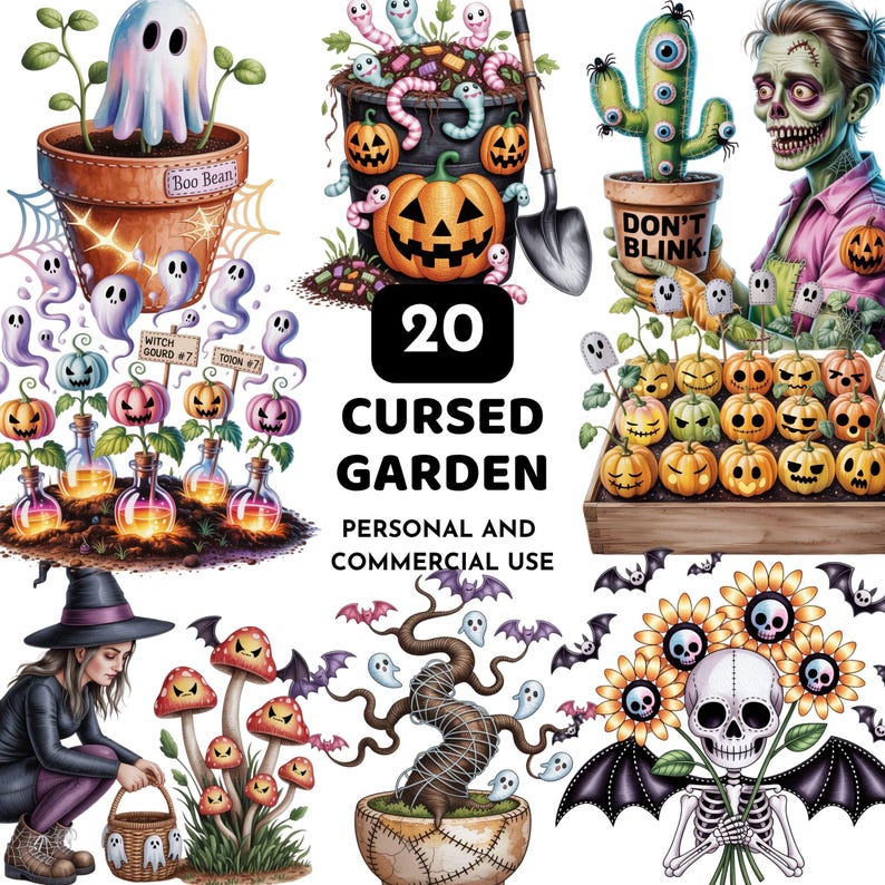 Halloween Garden Clipart, Spooky Plant PNG Bundle (digital Download) - Etsy