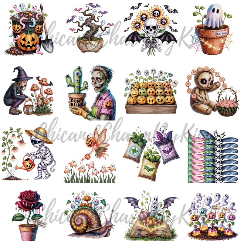 Halloween Garden Clipart, Spooky Plant PNG Bundle (digital Download) - Etsy