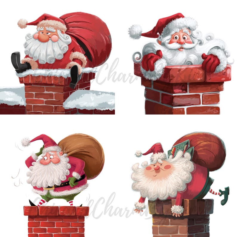 20 Funny Santa Stuck in Chimney Clipart, Santa Chimney Clipart ...