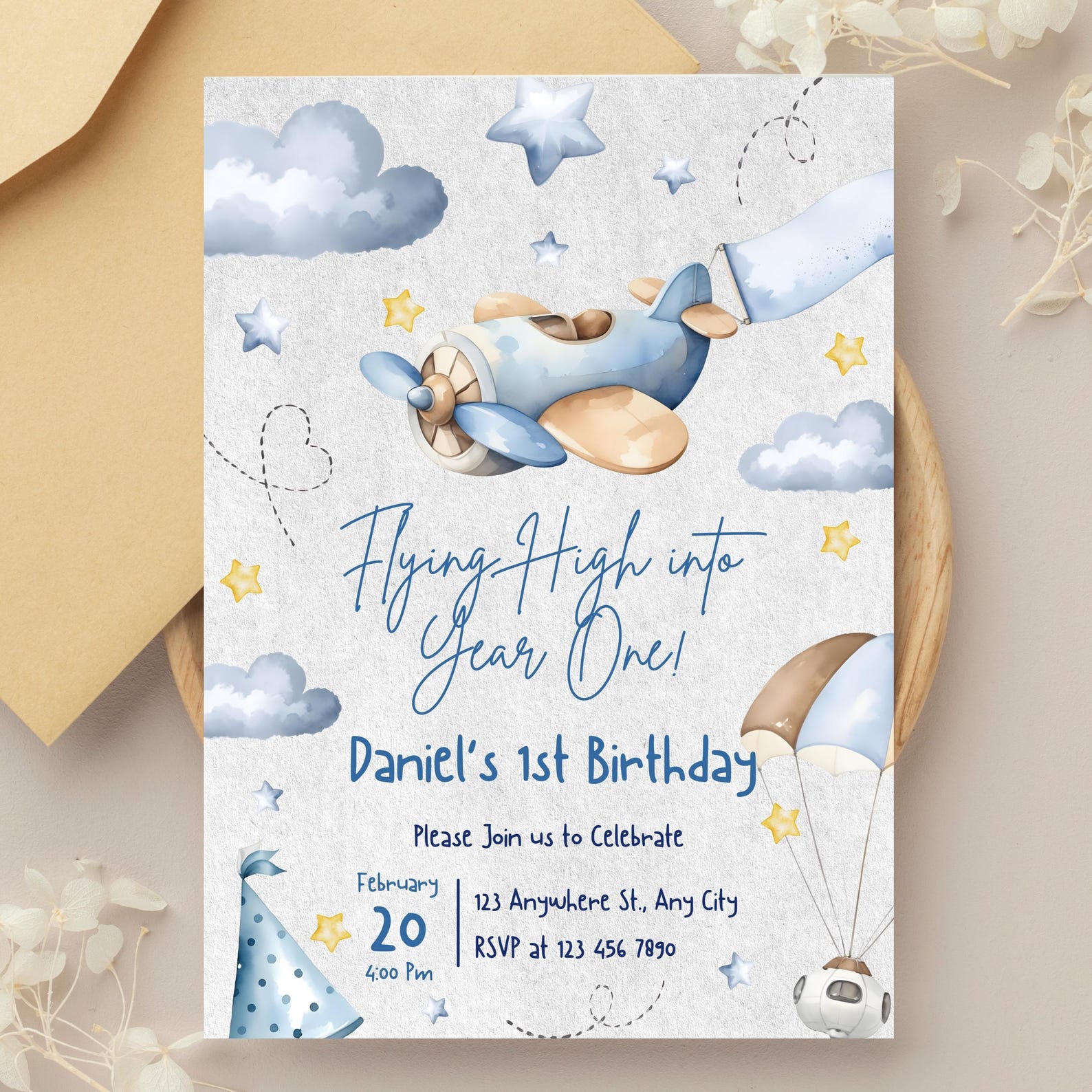 Airplane Party Invitation, Boys Airplane Birthday, Airplane Invitation ...