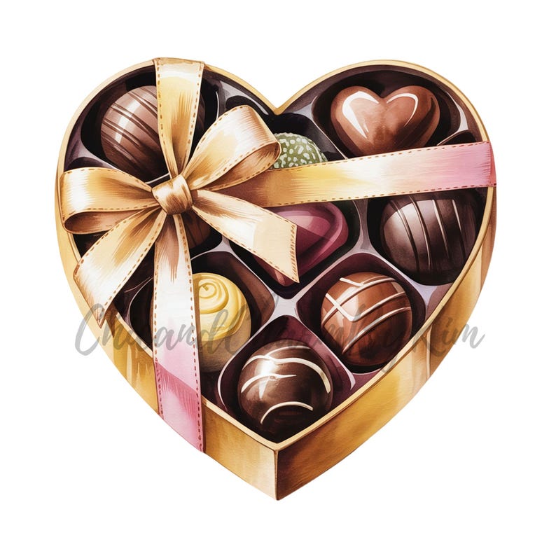 Valentine Chocolate Box Clipart, Heart Chocolate Box PNG, Sweet Dessert ...