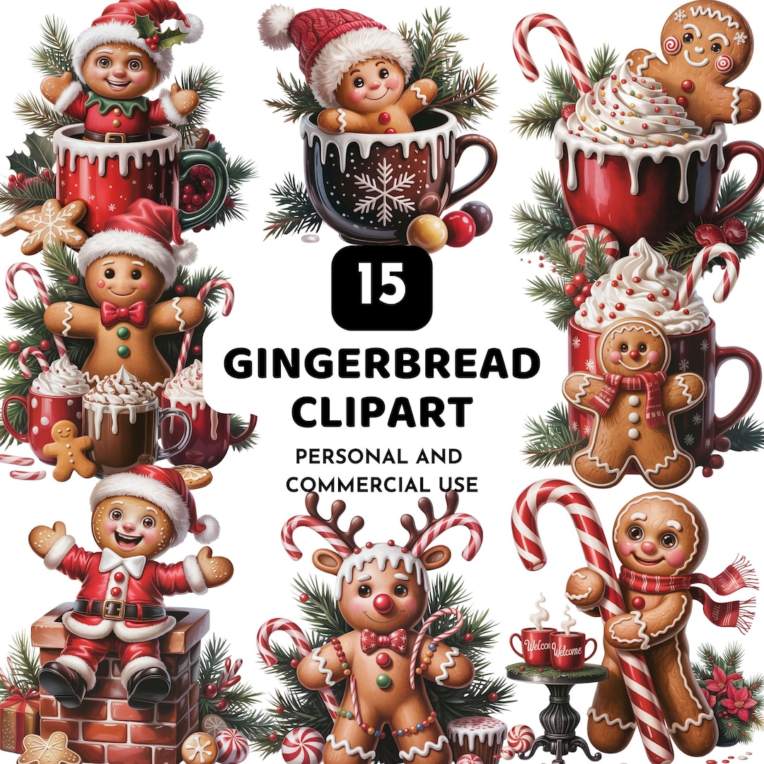 15 Gingerbread in Mug Clipart, Christmas Mug PNG, Christmas Hot Cocoa ...