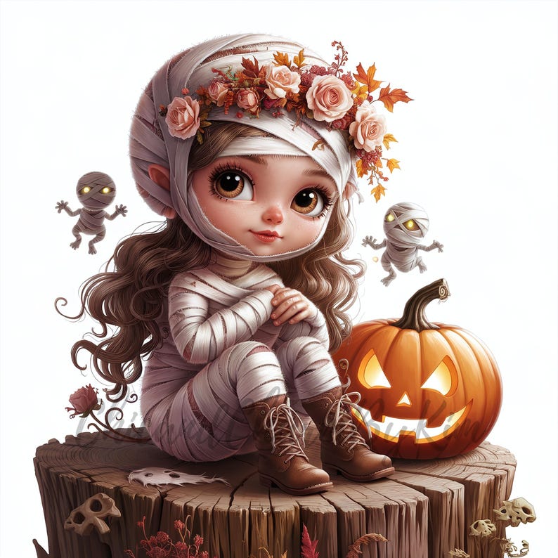 20 Mummy Girl Clipart, Halloween Pumpkin Clipart, Halloween Girl ...