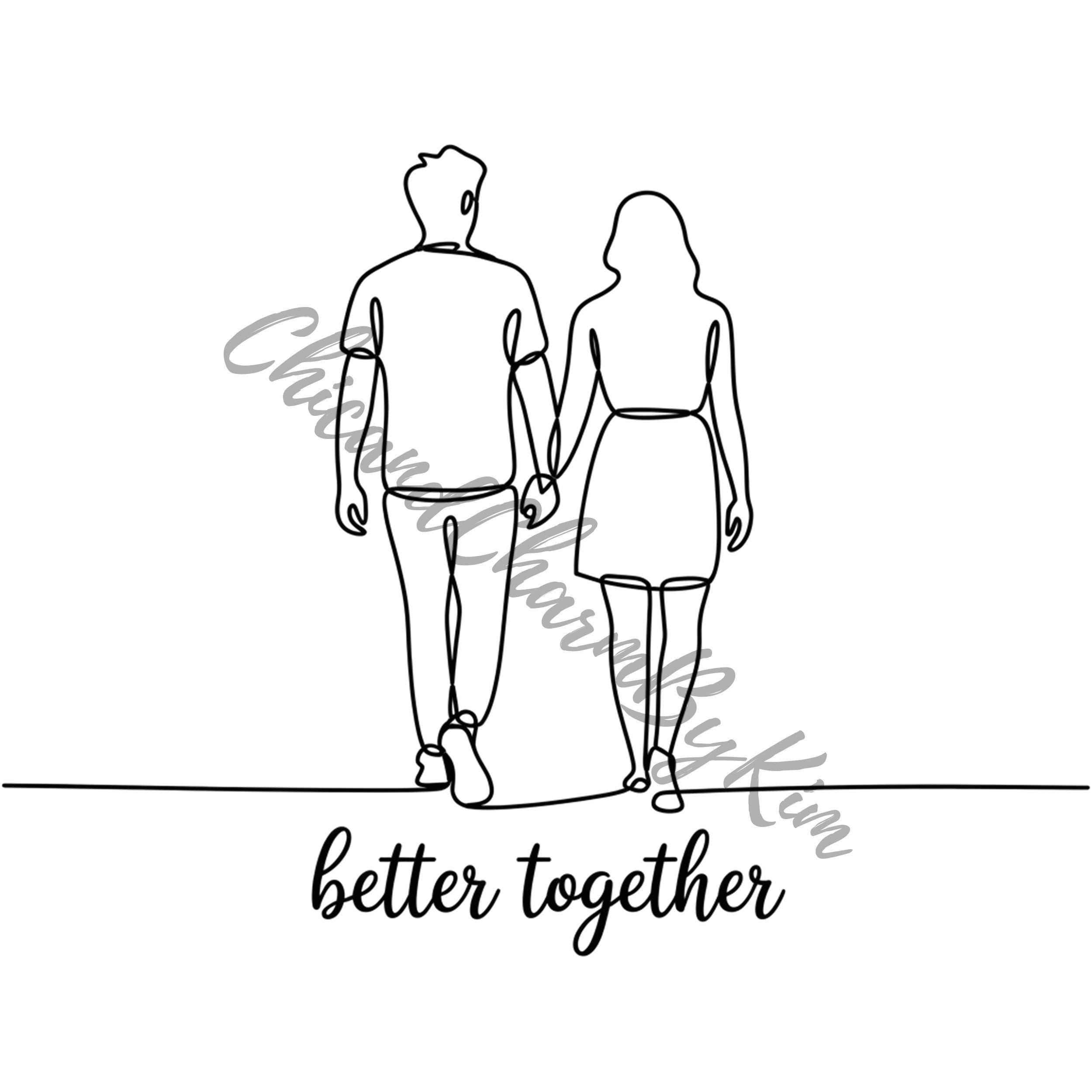 Minimalist Couple Line Art Clipart, Romantic One Line Couples, Love ...