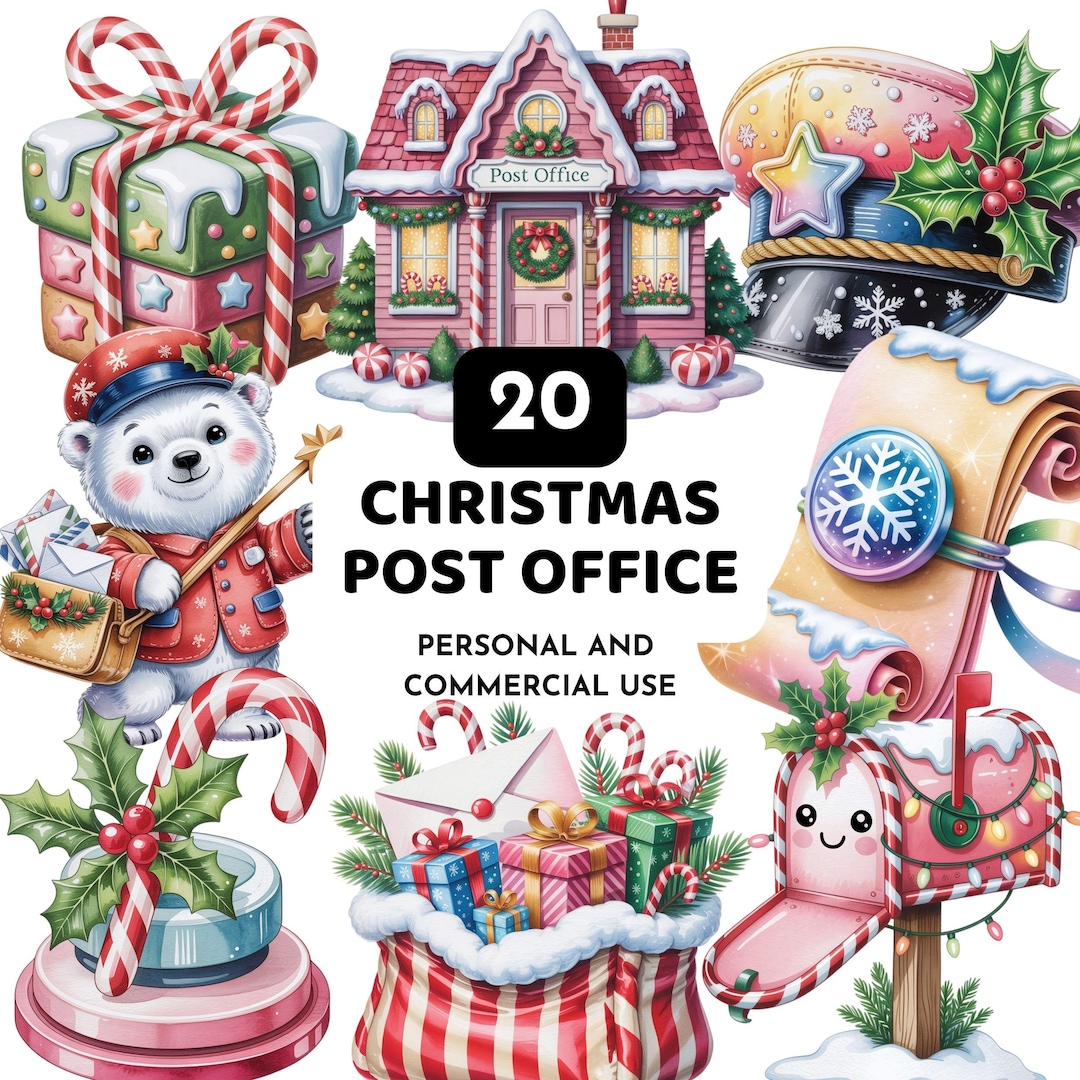 Holiday Post Office Clipart, Christmas Mail PNG, Cute Bear Delivery ...