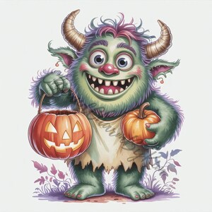 Halloween Monster Clipart Bundle, Cute Halloween Creatures, Monster ...