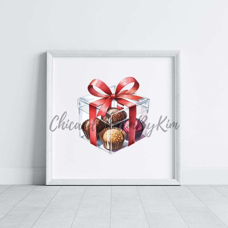 Valentine Chocolate Box Clipart, Sweet Dessert PNG Set (digital ...