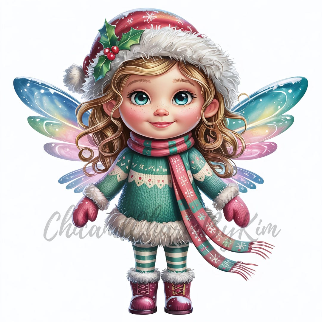 20 Christmas Fairy Clipart, Winter Fairy Girl JPG, Santa Fairy Art ...