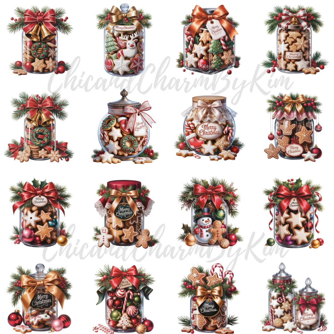 20 Christmas Cookie Jar Clipart Bundle, Holiday Cookie in Jar PNG ...