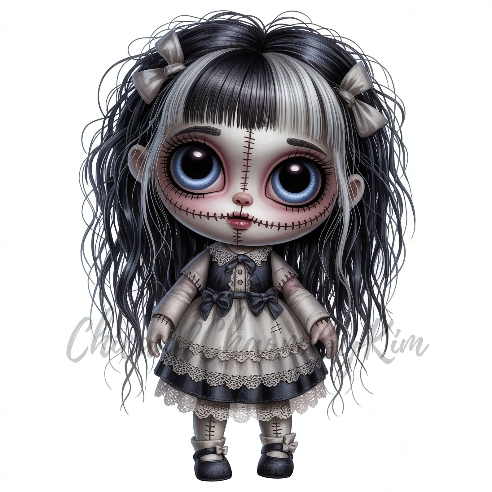 15 Creepy Gothic Doll Clipart, Spooky Girl Sublimation, Halloween Doll ...