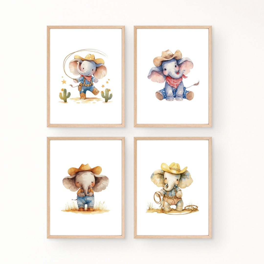 Elephant-themed Baby Room, Elephant Art for Kids Room, Nursery Decor ...