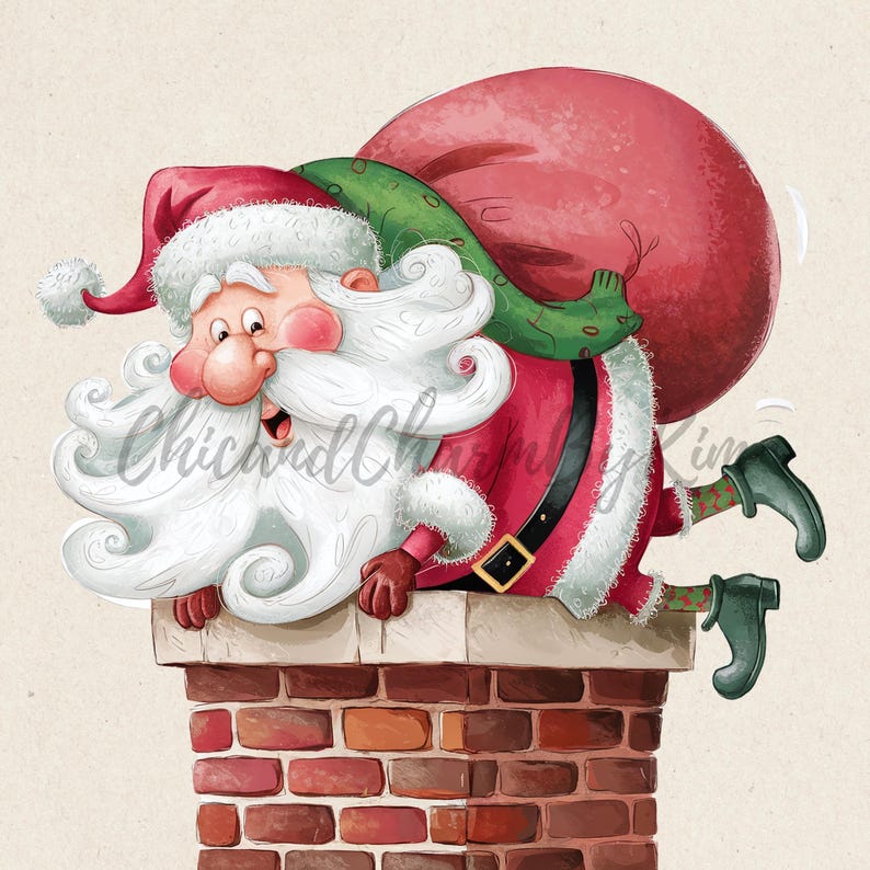 20 Funny Santa Stuck in Chimney Clipart, Santa Chimney Clipart ...
