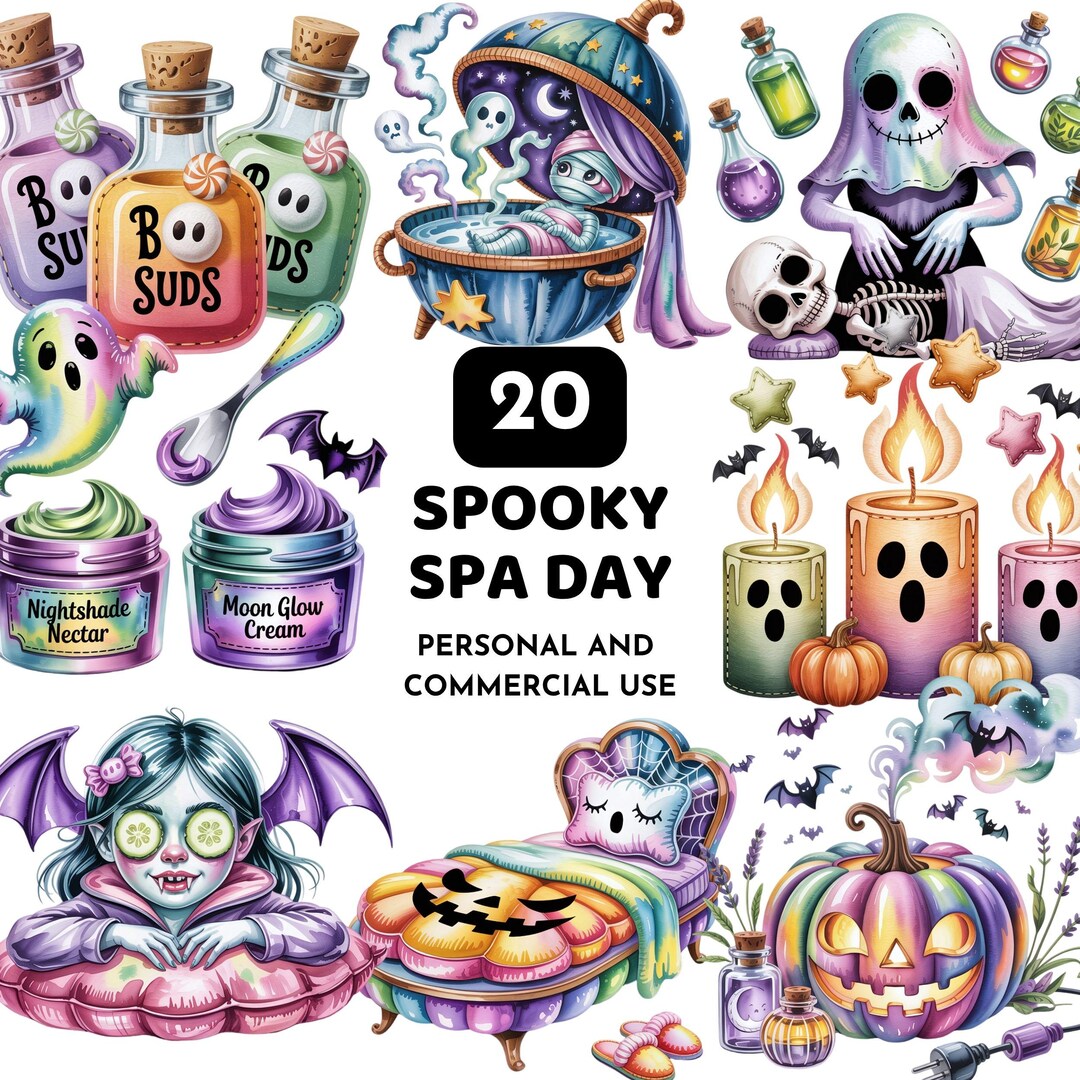Halloween Self Care Clipart, Witch Spa Day Graphics, Spooky Skincare ...