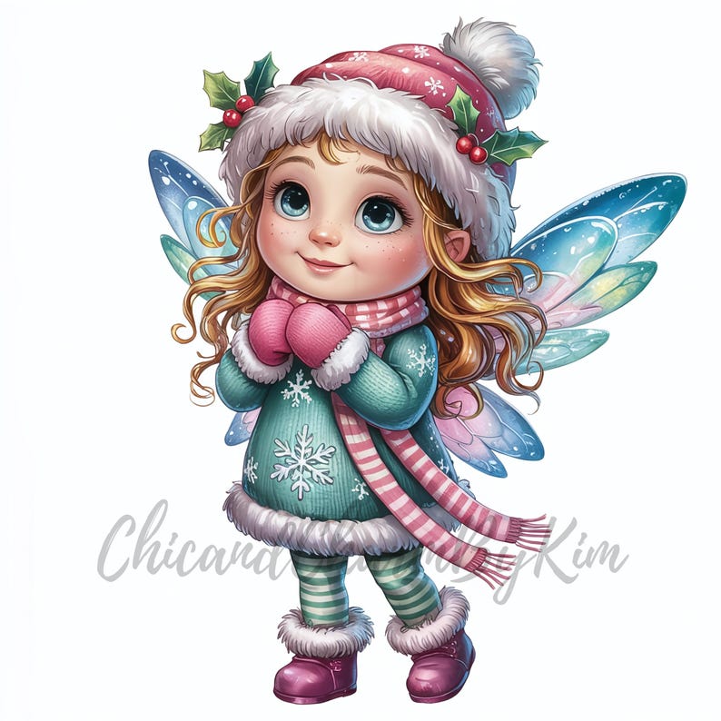 20 Christmas Fairy Clipart, Winter Fairy Girl JPG, Santa Fairy Art ...