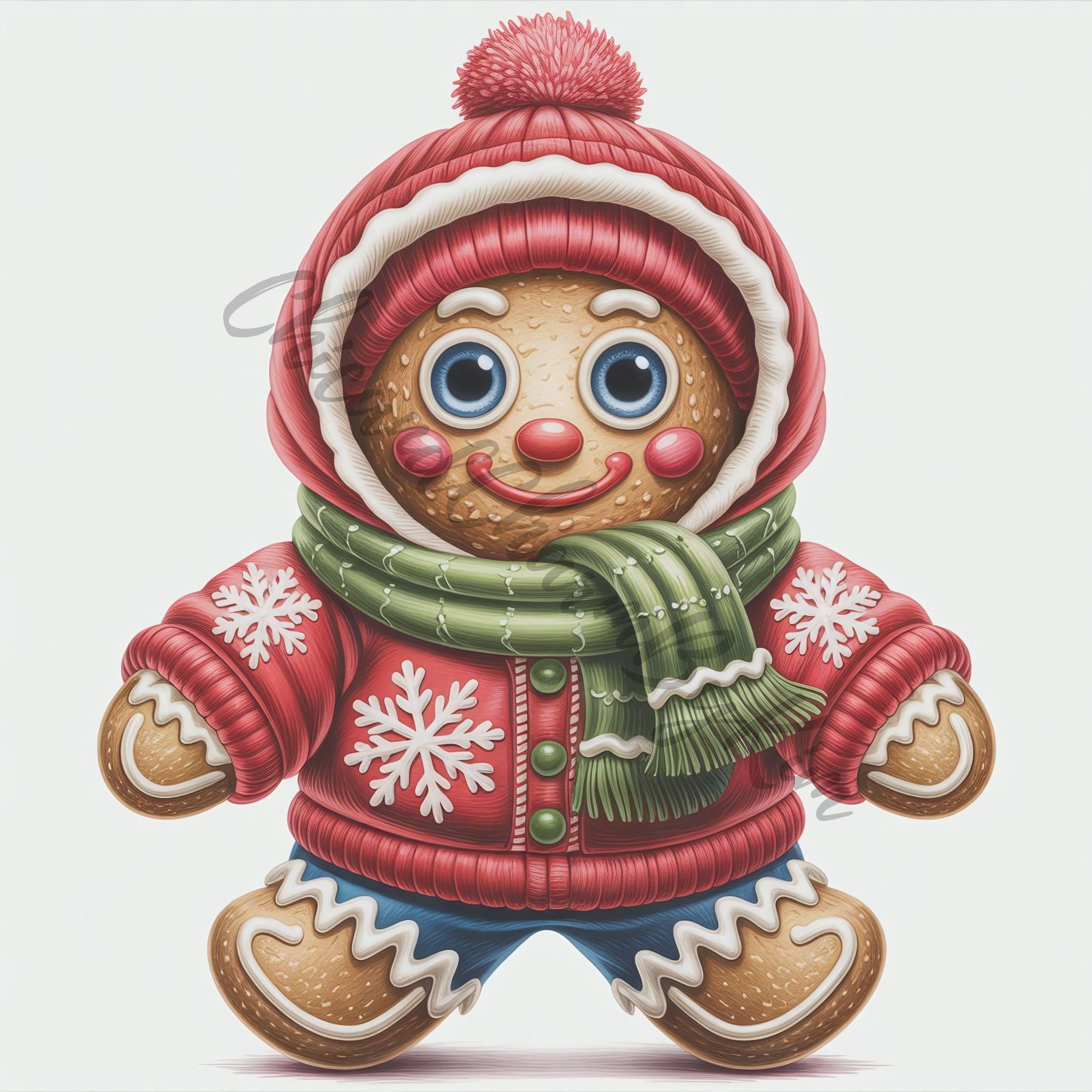 10 Gingerbread Man Christmas Clipart, Sweater Cookie Clip Art, Winter ...