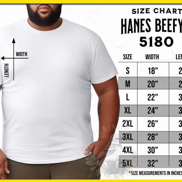 Hanes T Shirt Size Chart Etsy