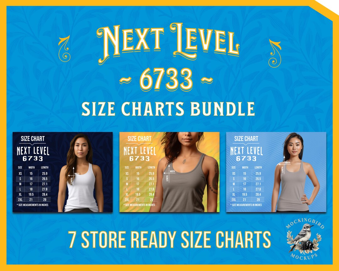 Next Level 6733 Size Chart Bundle Digital Files. Perfectly Sized for ...