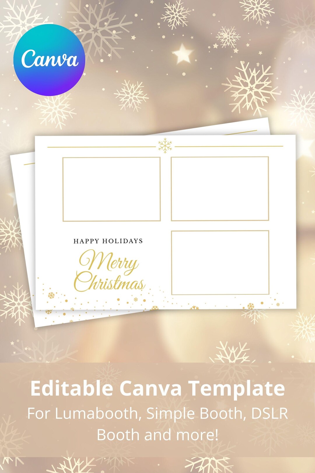 Minimalistic Gold White Photobooth Template - Editable in Canva ...