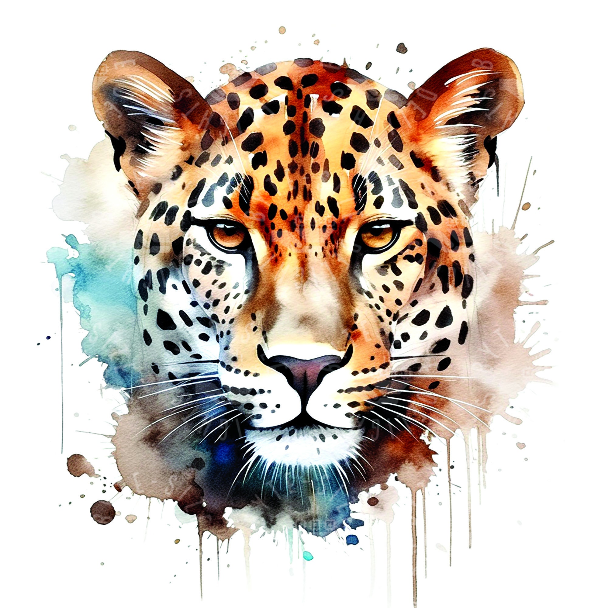 Leopard Watercolor Clipart Ai Art Print Instant Download for - Etsy