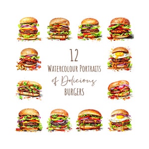 Hamburger Watercolor Clipart; Ai-generated Art for Instant Download ...