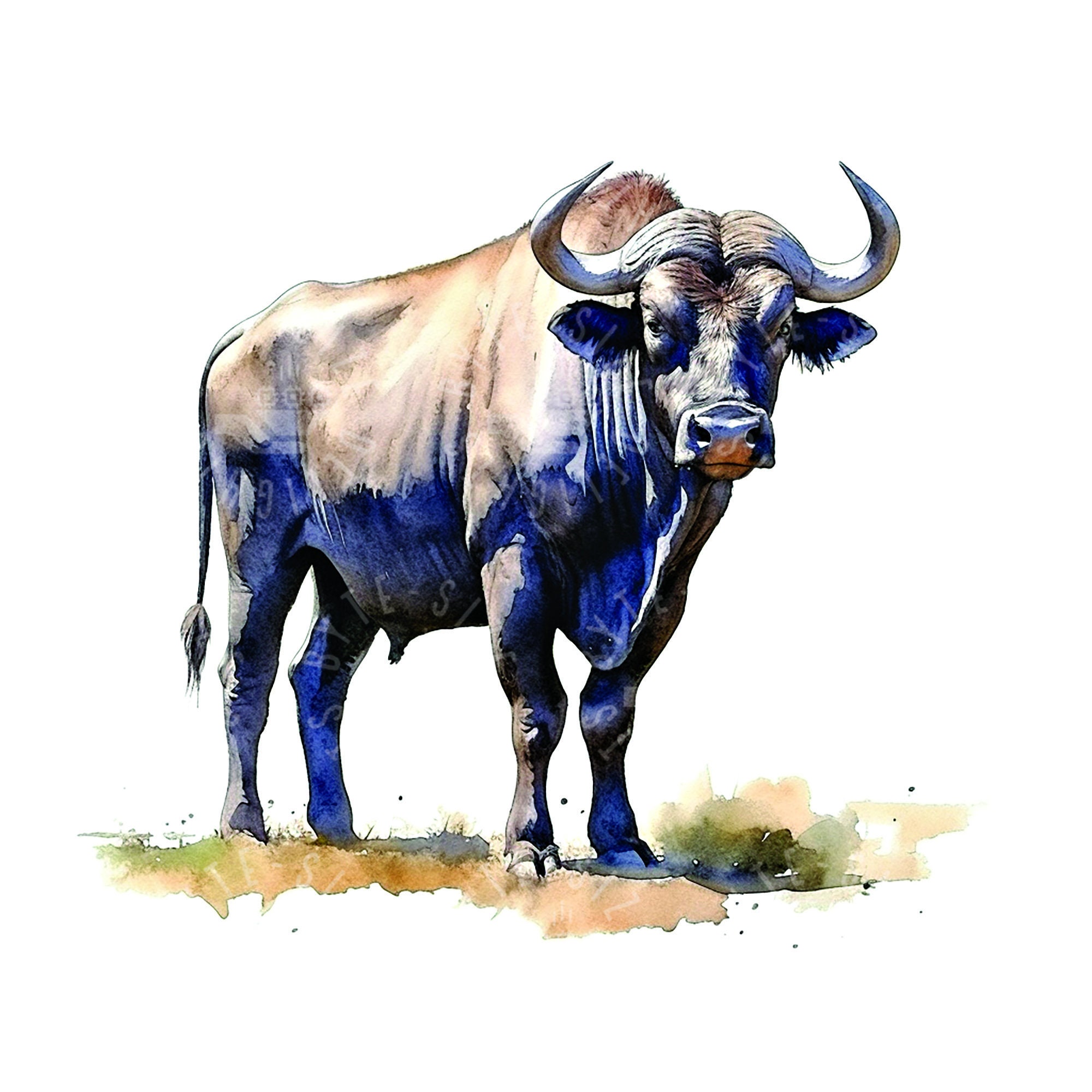 Buffalo Watercolor Clipart Ai Art Print Instant Download for - Etsy