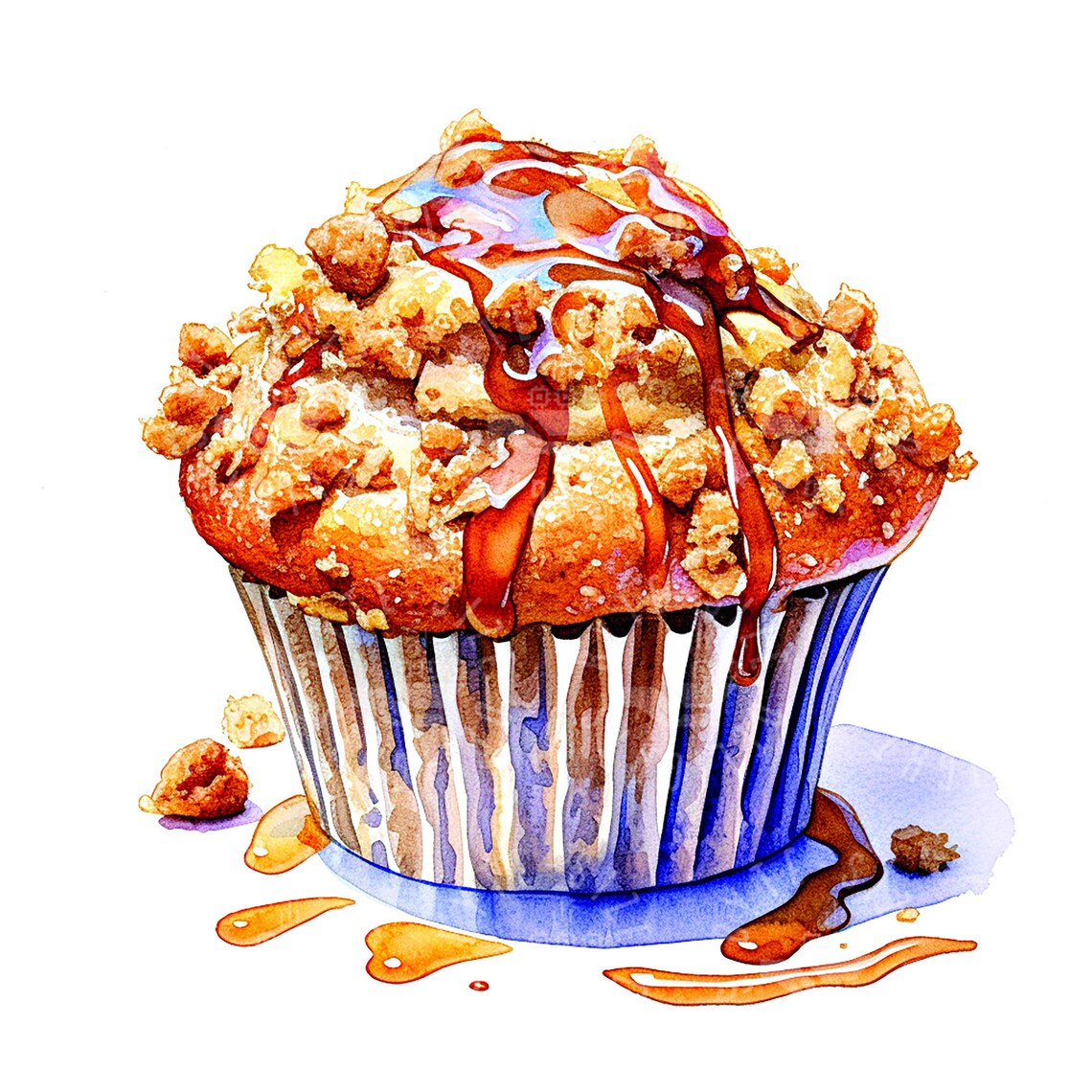 Muffin Watercolor Clipart, Ai Art Print, Instant Download for Print on ...