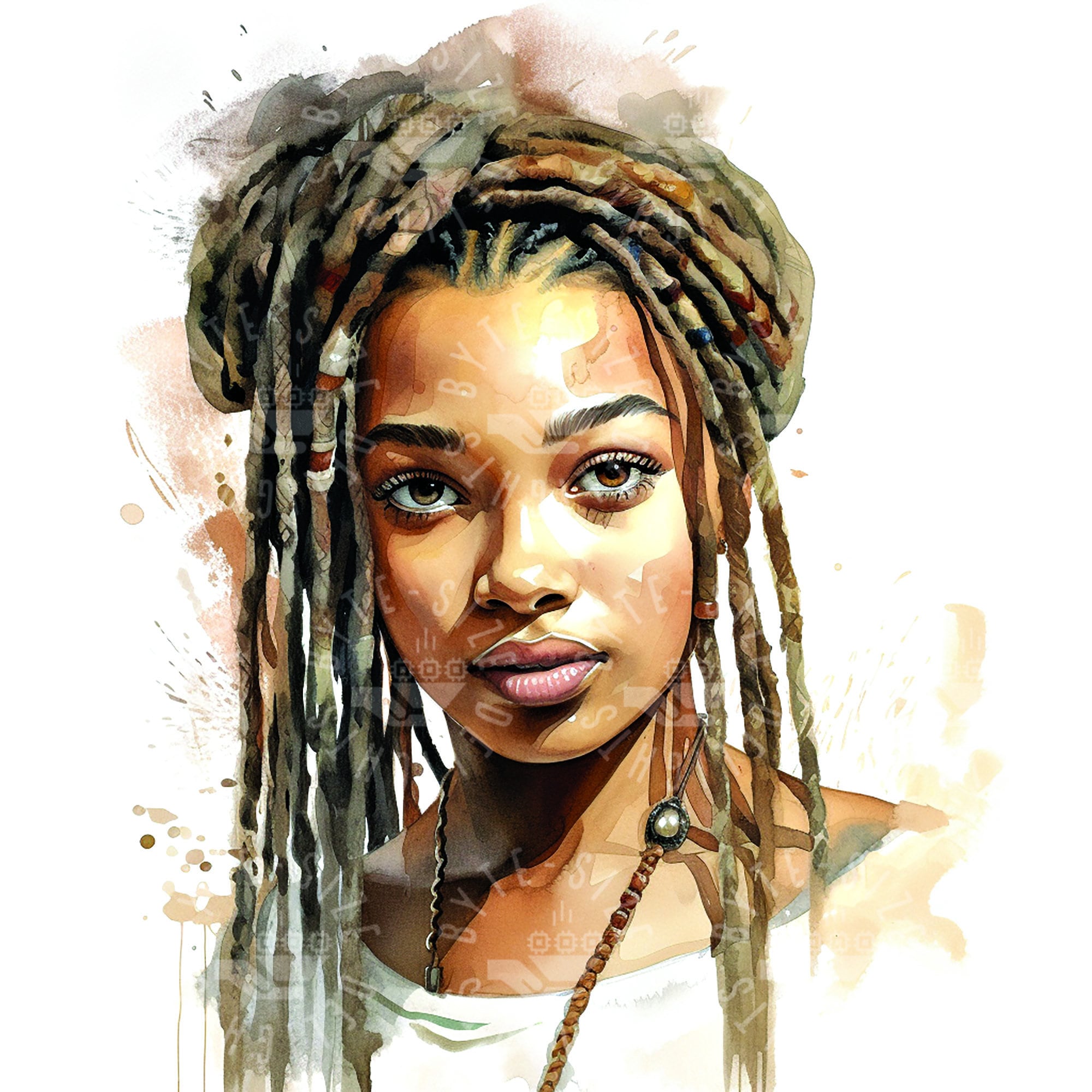 Dreadlocks Watercolor Clipart, Ai Art Print, Instant Download for Print ...