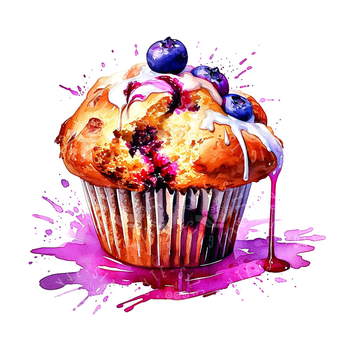 Muffin Watercolor Clipart, Ai Art Print, Instant Download for Print on ...