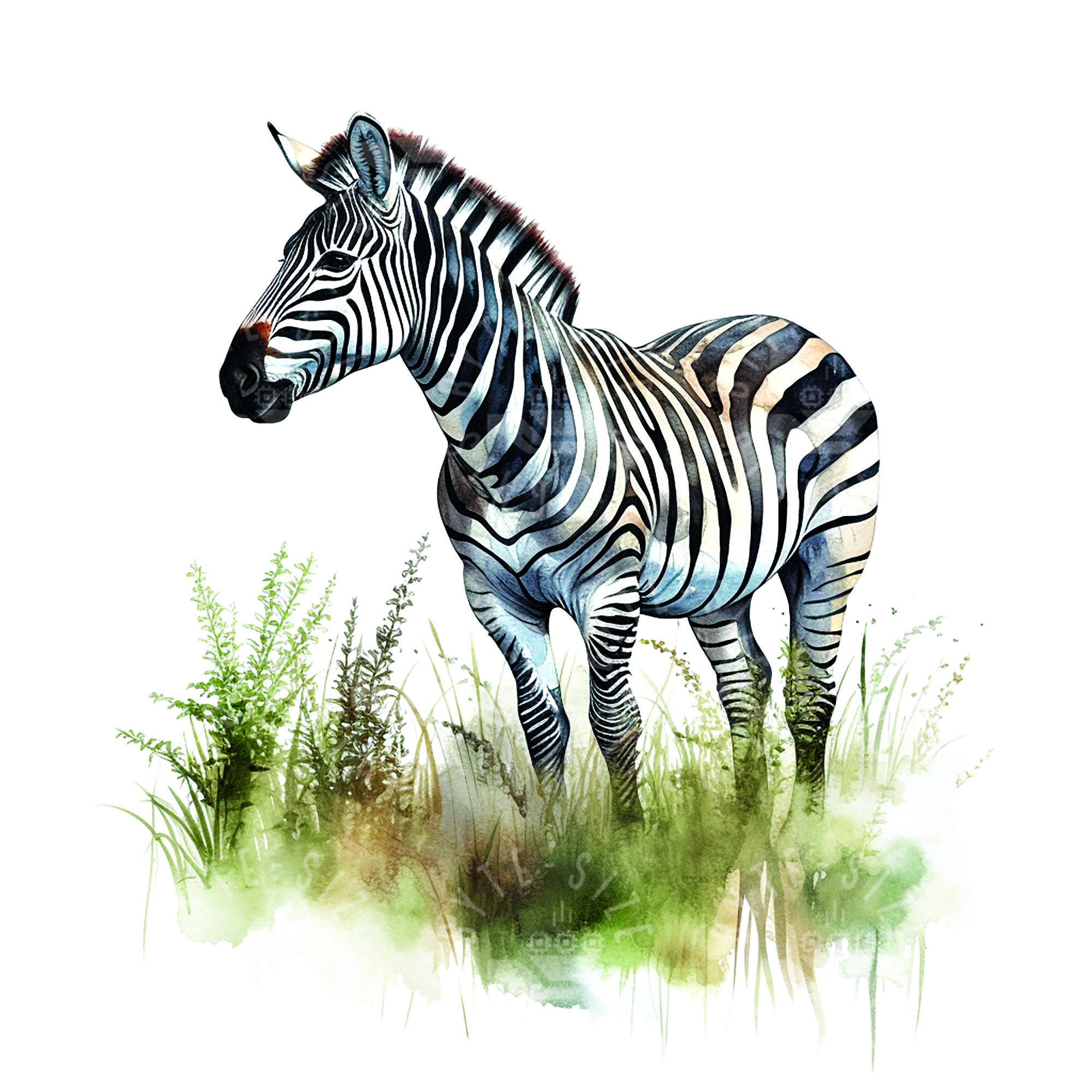 Zebra Watercolor Clipart, Ai Art Print, Instant Download for Print on ...
