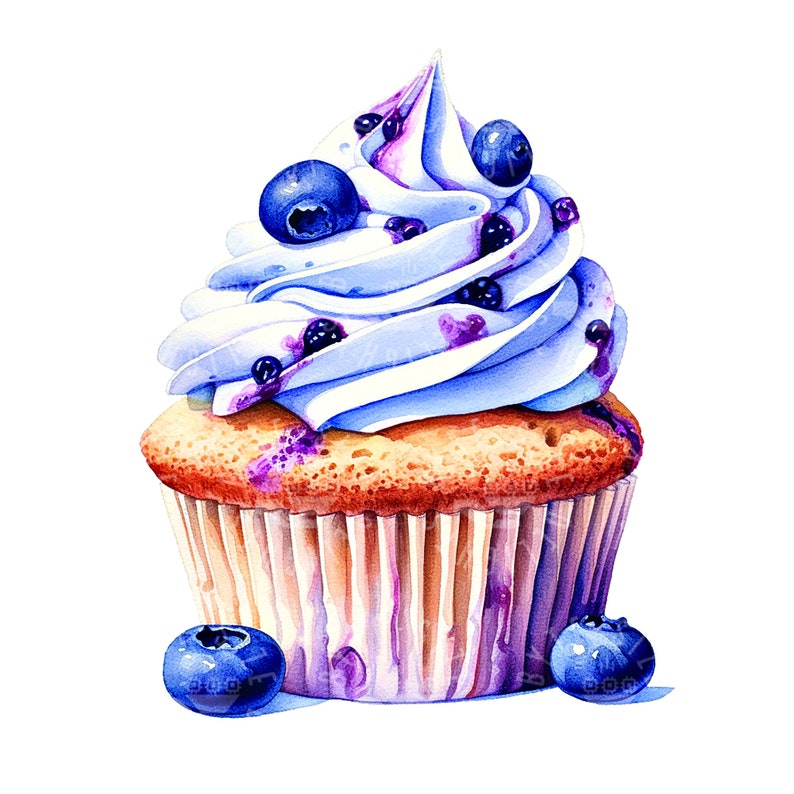 Cupcake Watercolor Clipart, Ai Art Print, Instant Download for Print on ...