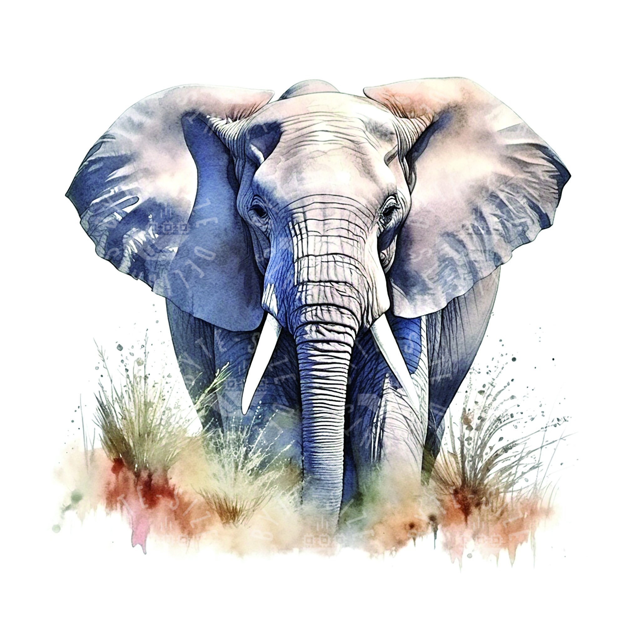 Elephant Watercolor Clipart Ai Art Print Instant Download - Etsy