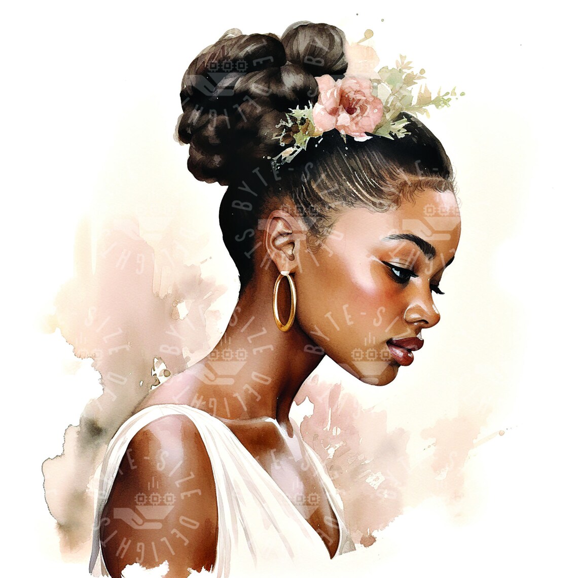 Messy Bun Watercolor Clipart Ai Art Print Instant Download - Etsy