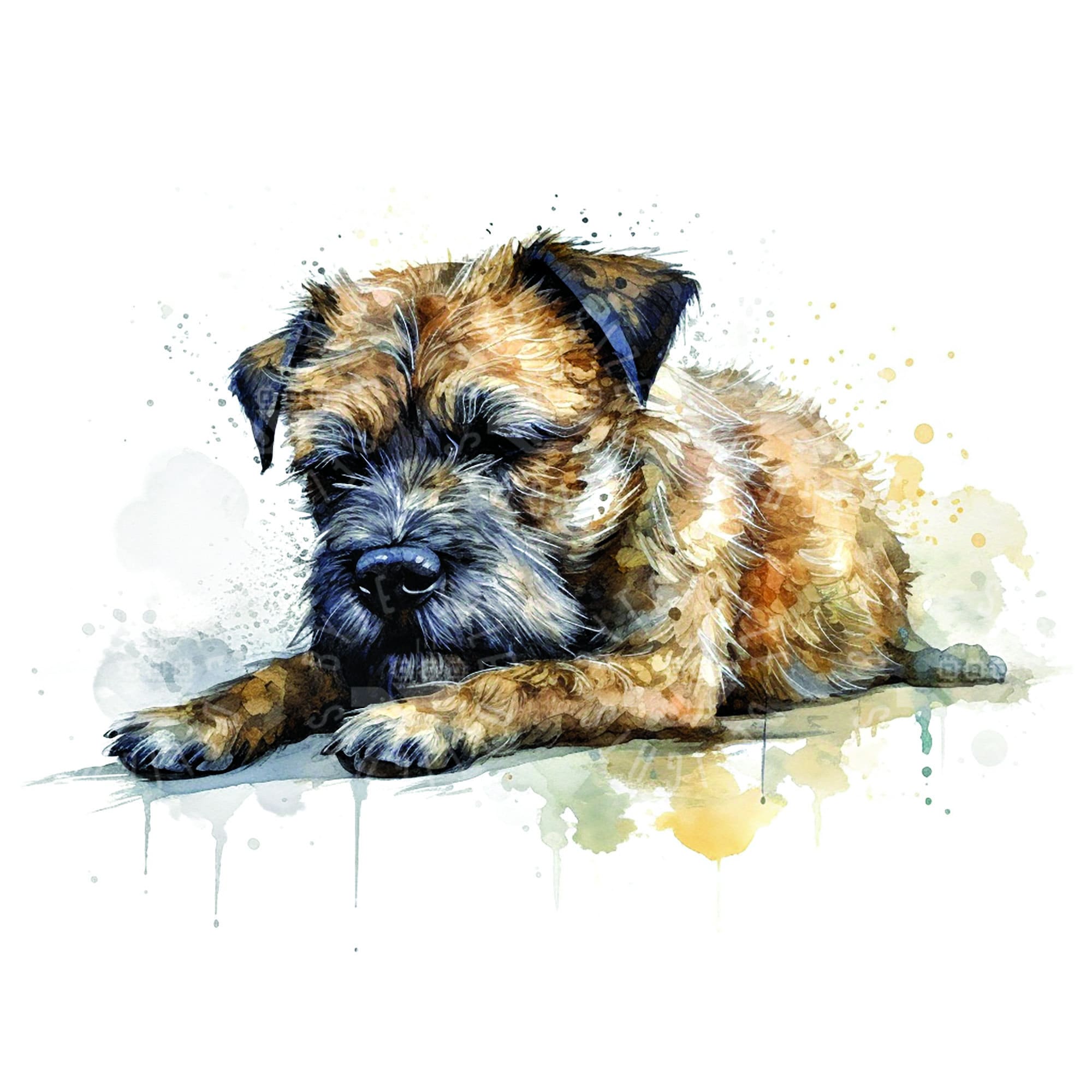 Border Terrier Watercolor Clipart, Ai Art Print, Instant Download for ...
