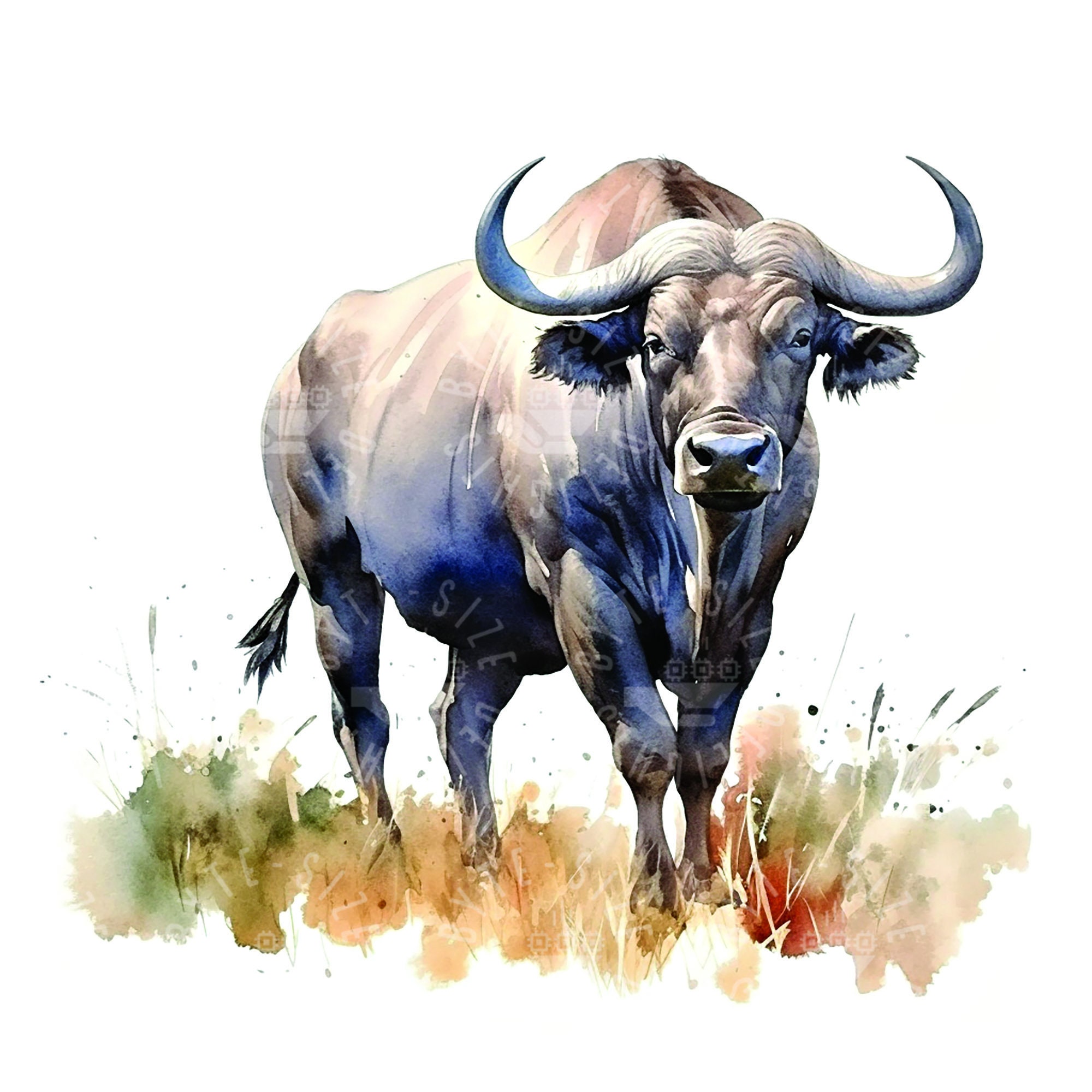 Buffalo Watercolor Clipart Ai Art Print Instant Download for - Etsy