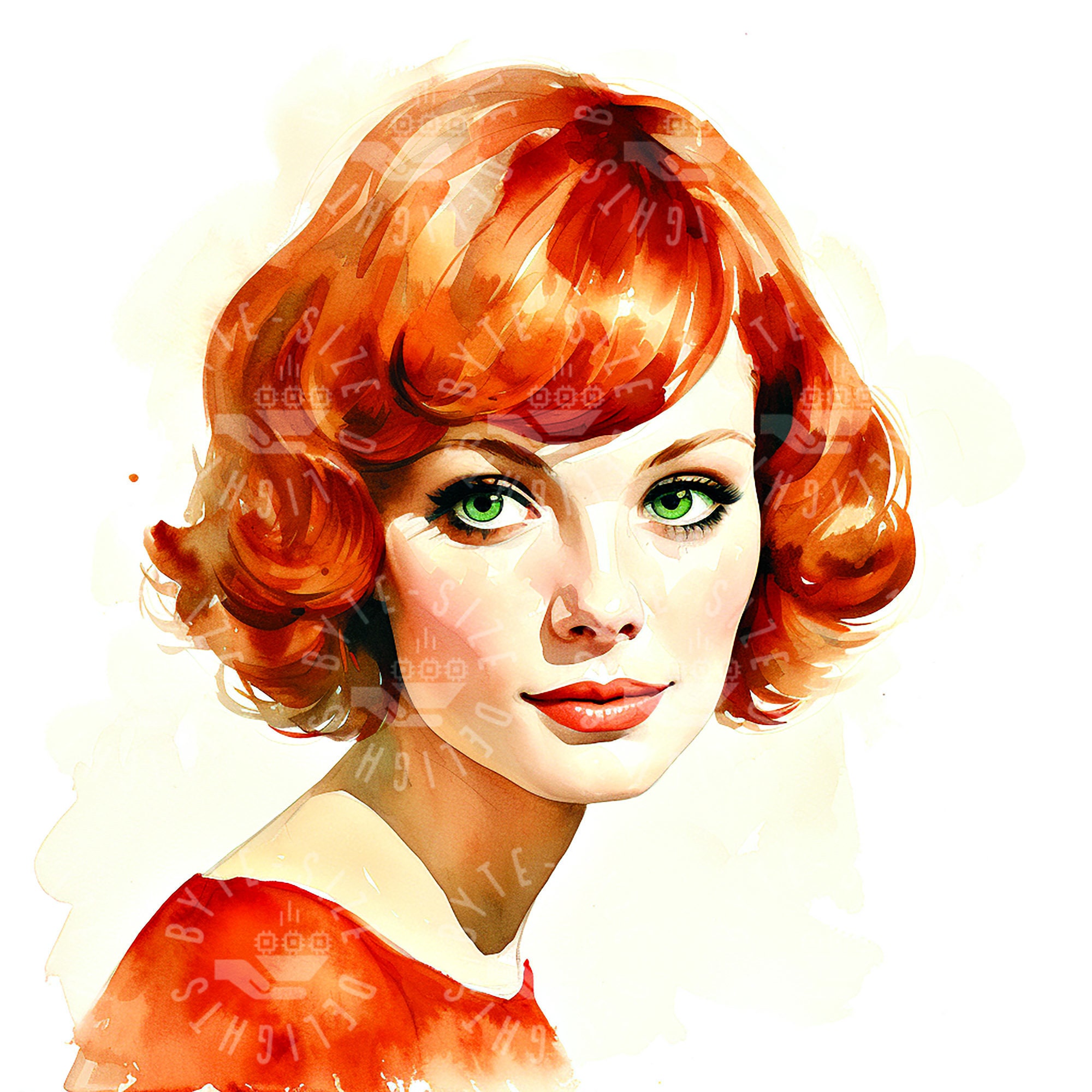 1970s Women: Watercolor Paintings for Instant Download for Your Print ...
